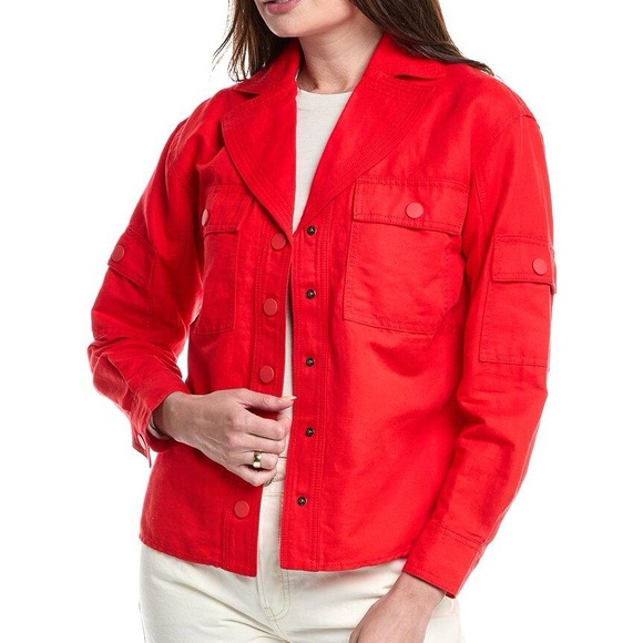 CAbi | Jackets & Coats | Cabi Detour Jacket Linen Blend Ruby Red 6468 ...